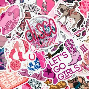 100 Random Disco Cowgirl Stickers, Pink Retro Western-themed Stickers ...