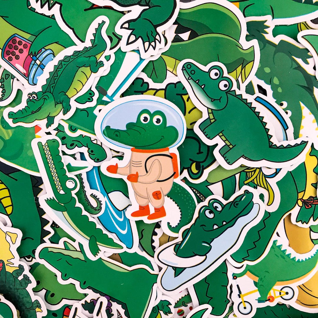 100 Random Crocodile Stickers, Cute Alligator Stickers, Funny ...