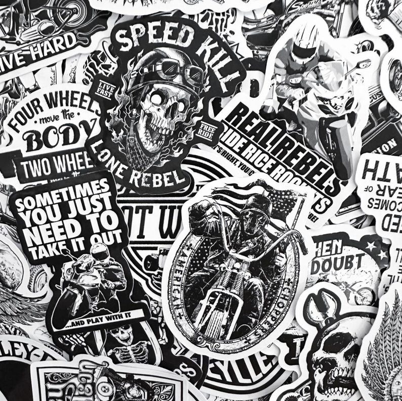 100 PCS Chopper Stickers Pack, Motorcycle Sticker Set for Bottle Laptop ...
