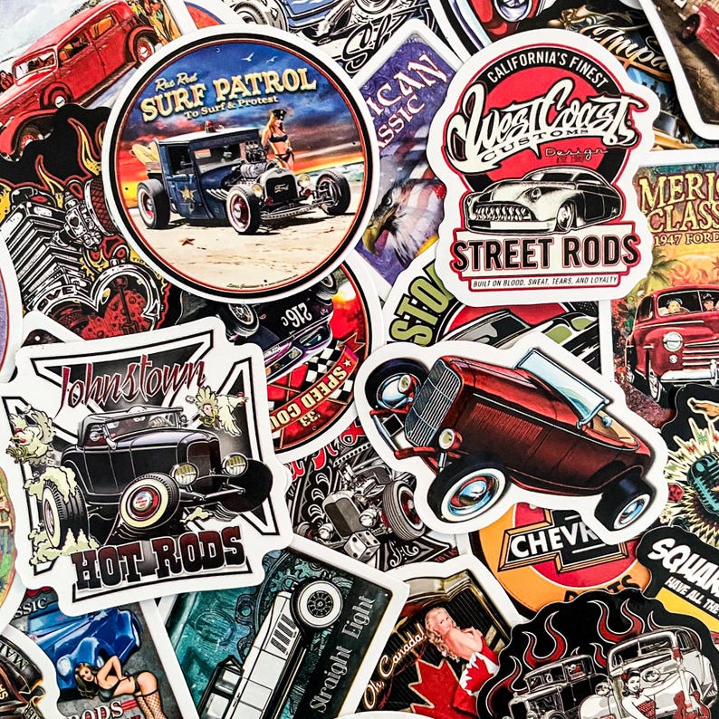 100 Retro Car Stickers, Classic American Stickers, Automotive Stickers ...