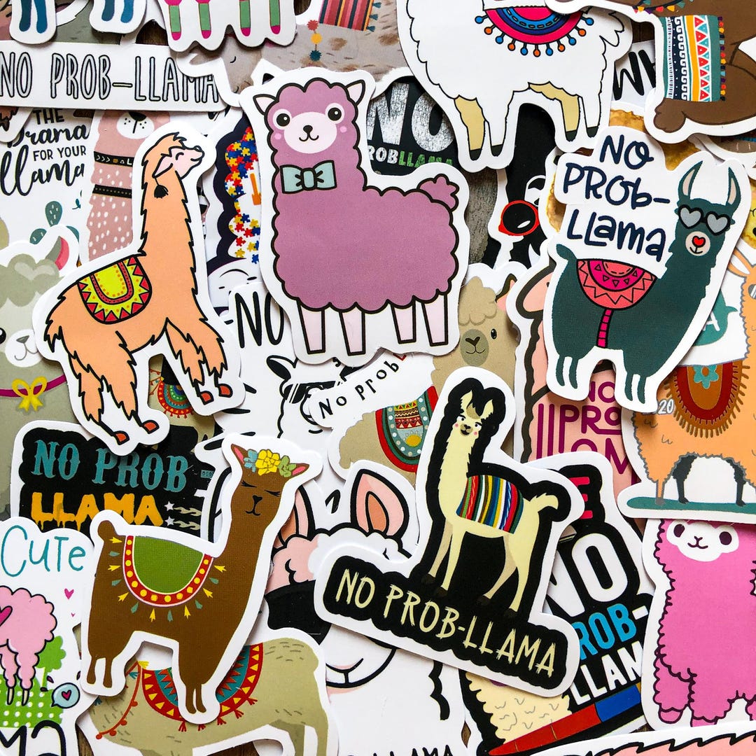 100 Random Llama Stickers, Cute Llama and Alpaca Stickers, Funny Animal ...