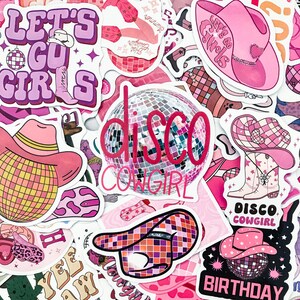 100 Random Disco Cowgirl Stickers, Pink Retro Western-themed Stickers ...