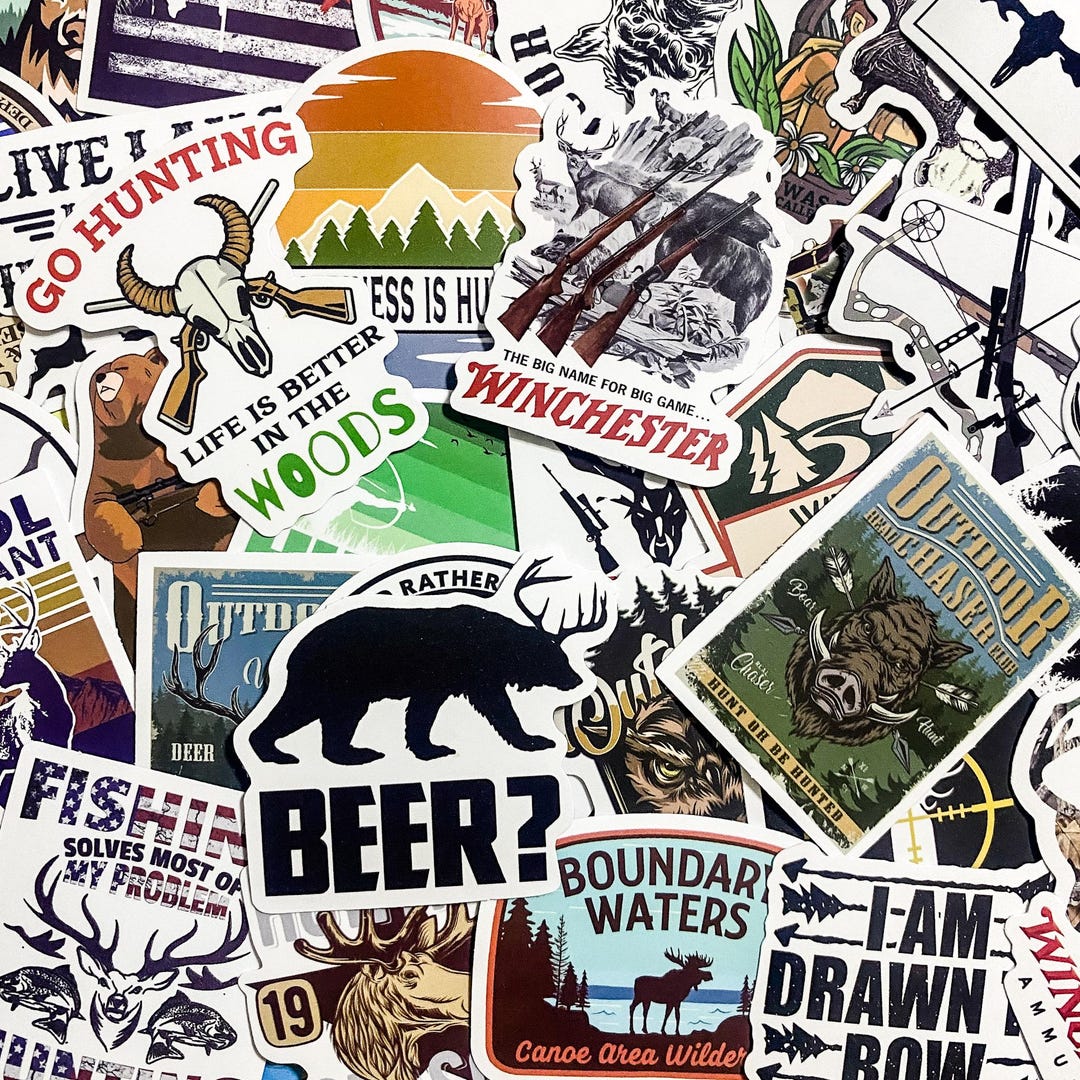 100 Random Hunting Stickers, Outdoor Adventure Stickers, Wildlife ...