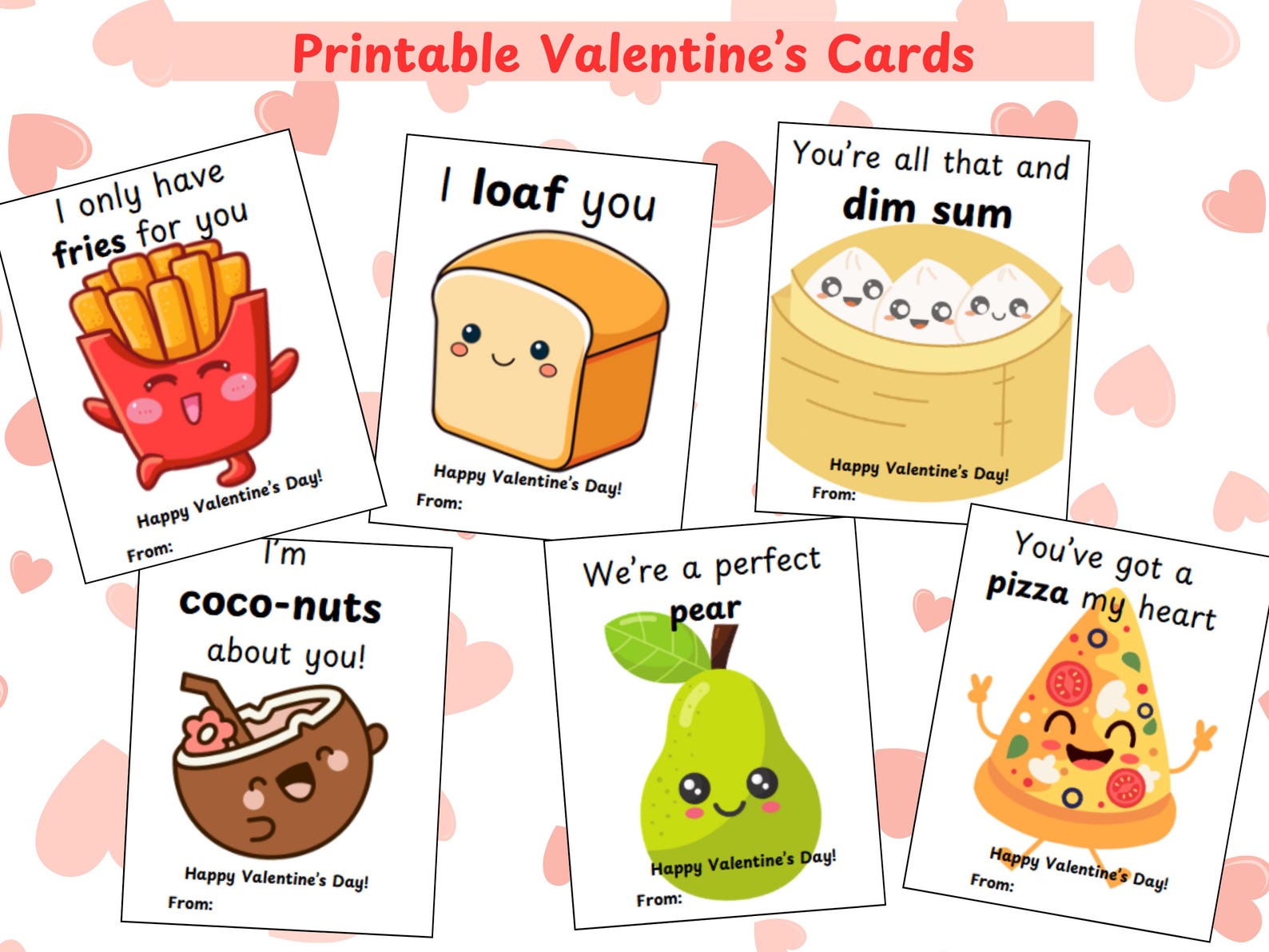 Printable Food Pun Valentines - Etsy