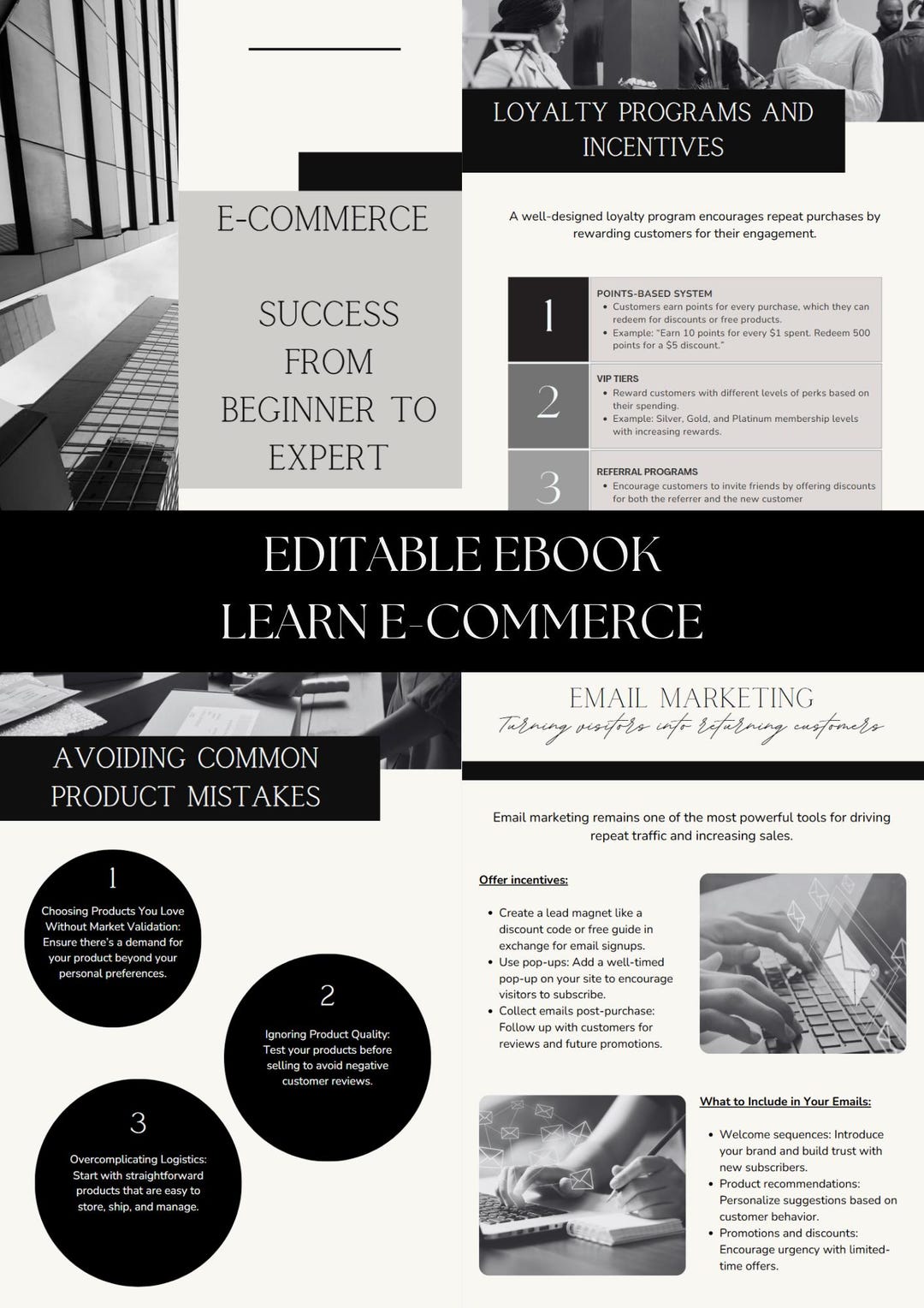 Editable E-book - Learn E-commerce - 65 Pages - Etsy
