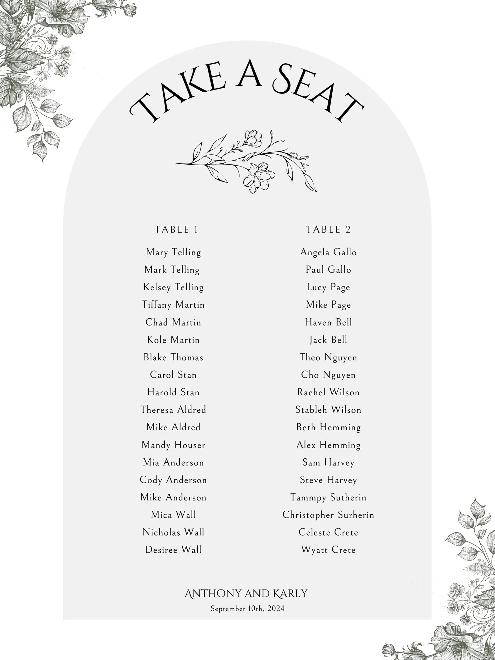 DIGITAL Wedding Seating Chart Template - Etsy