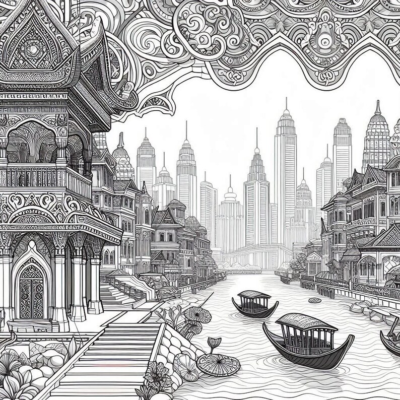 7 Relaxed Architecture Coloring Pages - Etsy