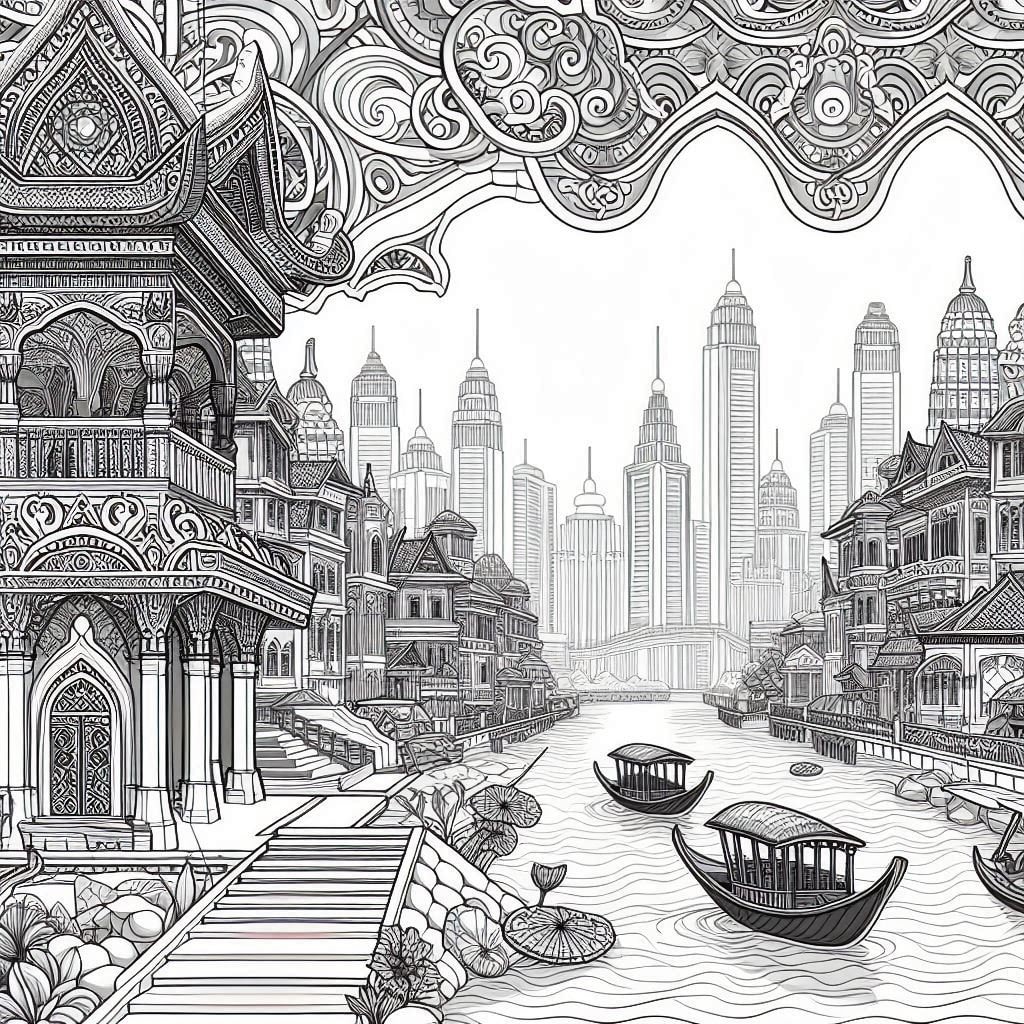 7 Relaxed Architecture Coloring Pages - Etsy