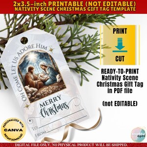 Editable Nativity Christmas Tag Template, Christmas Gift Tags Printable ...