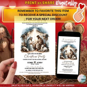 Editable Nativity Scene Christmas Party Invitation Template, LDS ...