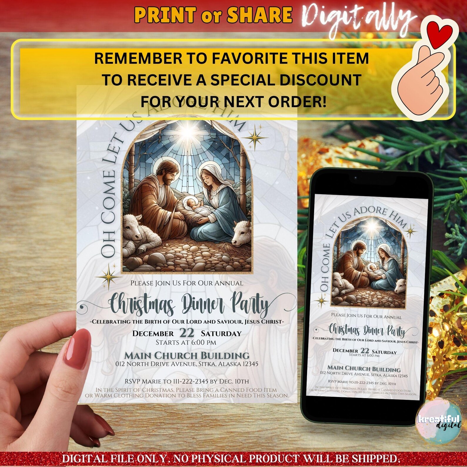 Editable Nativity Scene Christmas Party Invitation Template, LDS ...