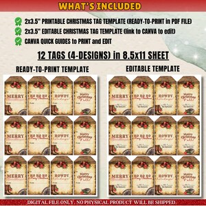 Editable Western Christmas Tags, Rustic Christmas Tags, Printable Gift ...