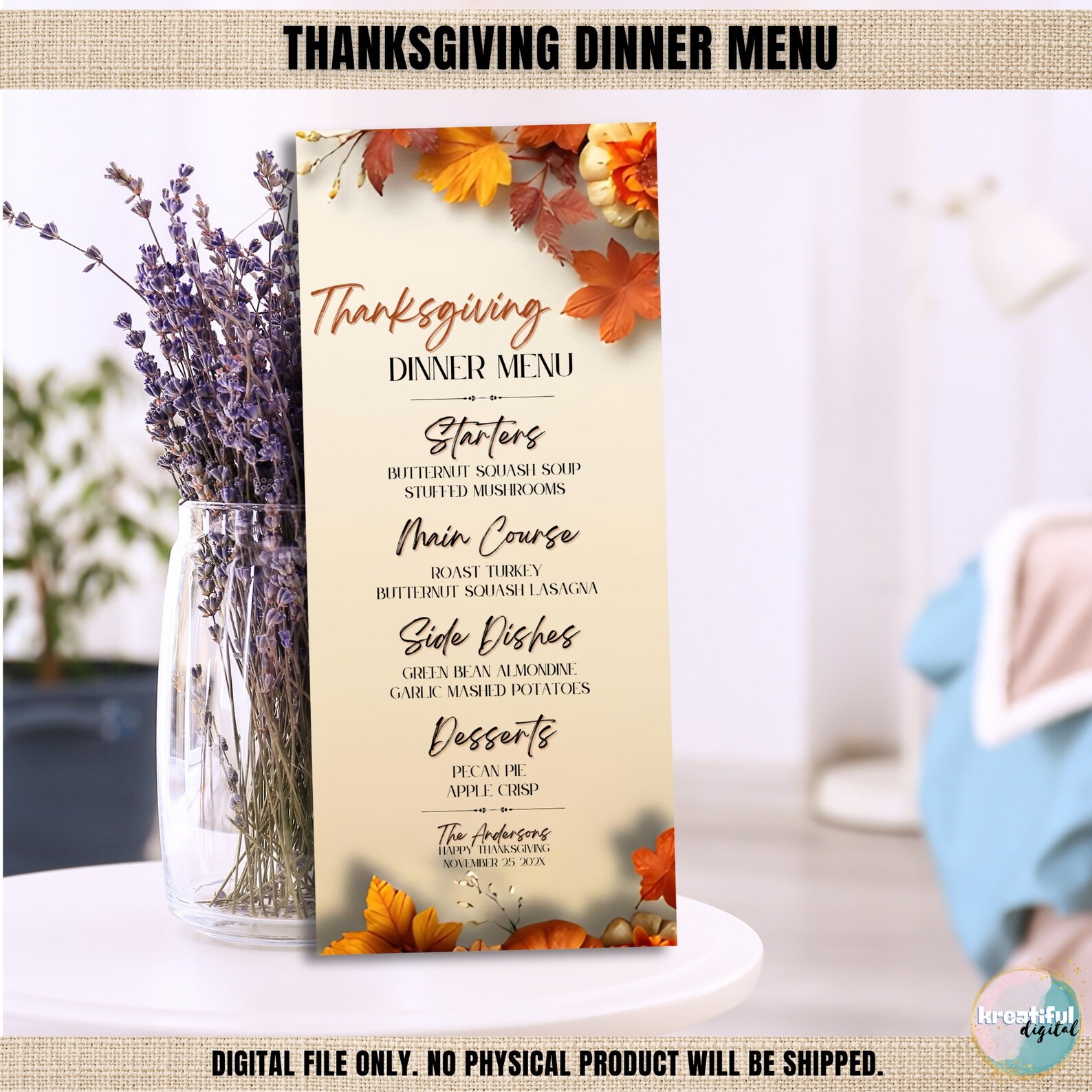 Editable Thanksgiving Dinner Menu, Printable Thanksgiving, Thanksgiving ...