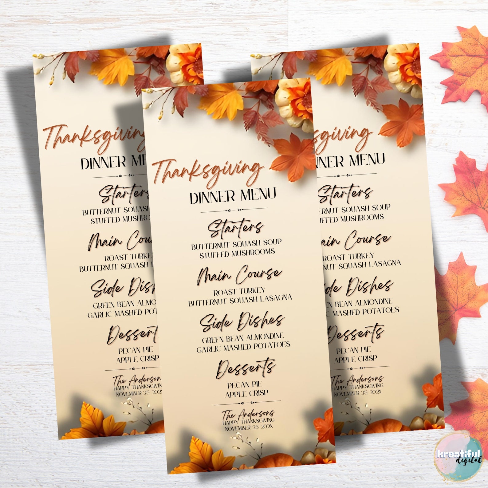 Editable Thanksgiving Dinner Menu, Printable Thanksgiving, Thanksgiving ...