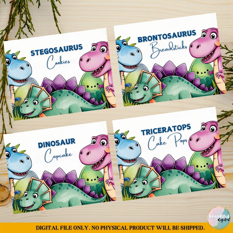 Editable Dinosaur Food Label Template: Party Tent Cards (digital ...
