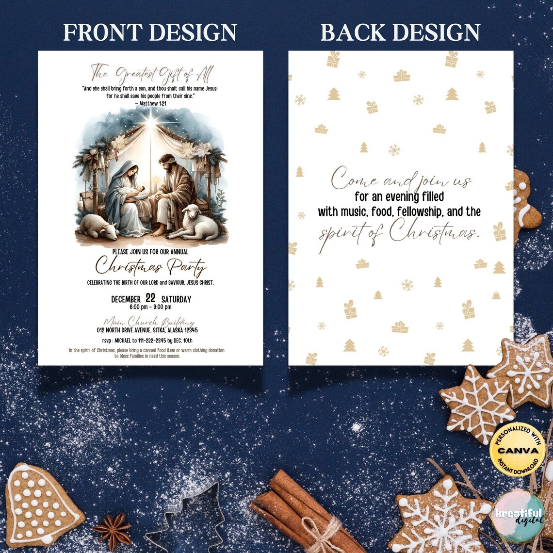 Editable Nativity Scene Christmas Party Invitation Template, LDS ...