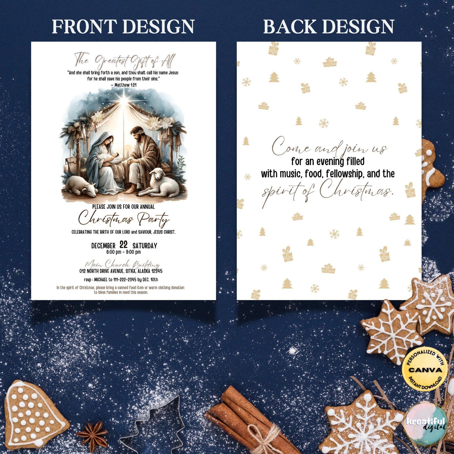 Editable Nativity Scene Christmas Party Invitation Template, LDS ...