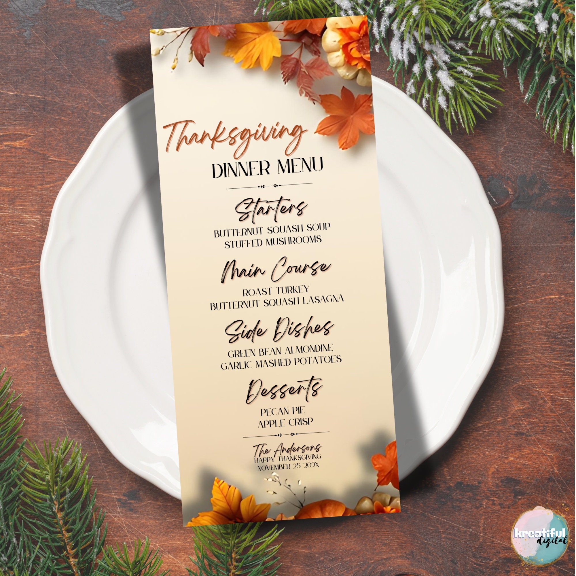 Editable Thanksgiving Dinner Menu, Printable Thanksgiving, Thanksgiving ...