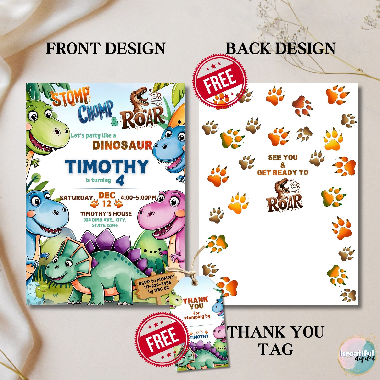 Editable Dinosaur Birthday Invitation Template, Dinosaur Birthday ...