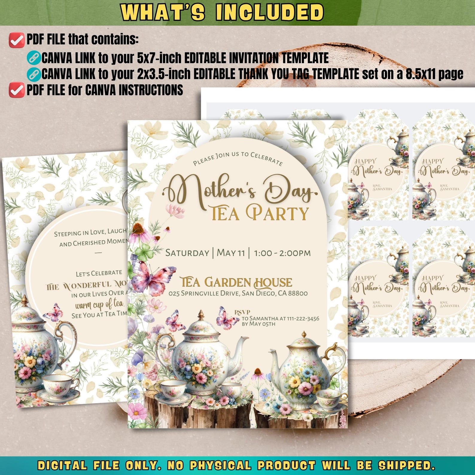 Mother’s Day Tea Party Invitation Template, Floral Tea Party Invites ...