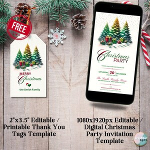 Editable Christmas Tree Invitation Template, Christmas Tree Party ...