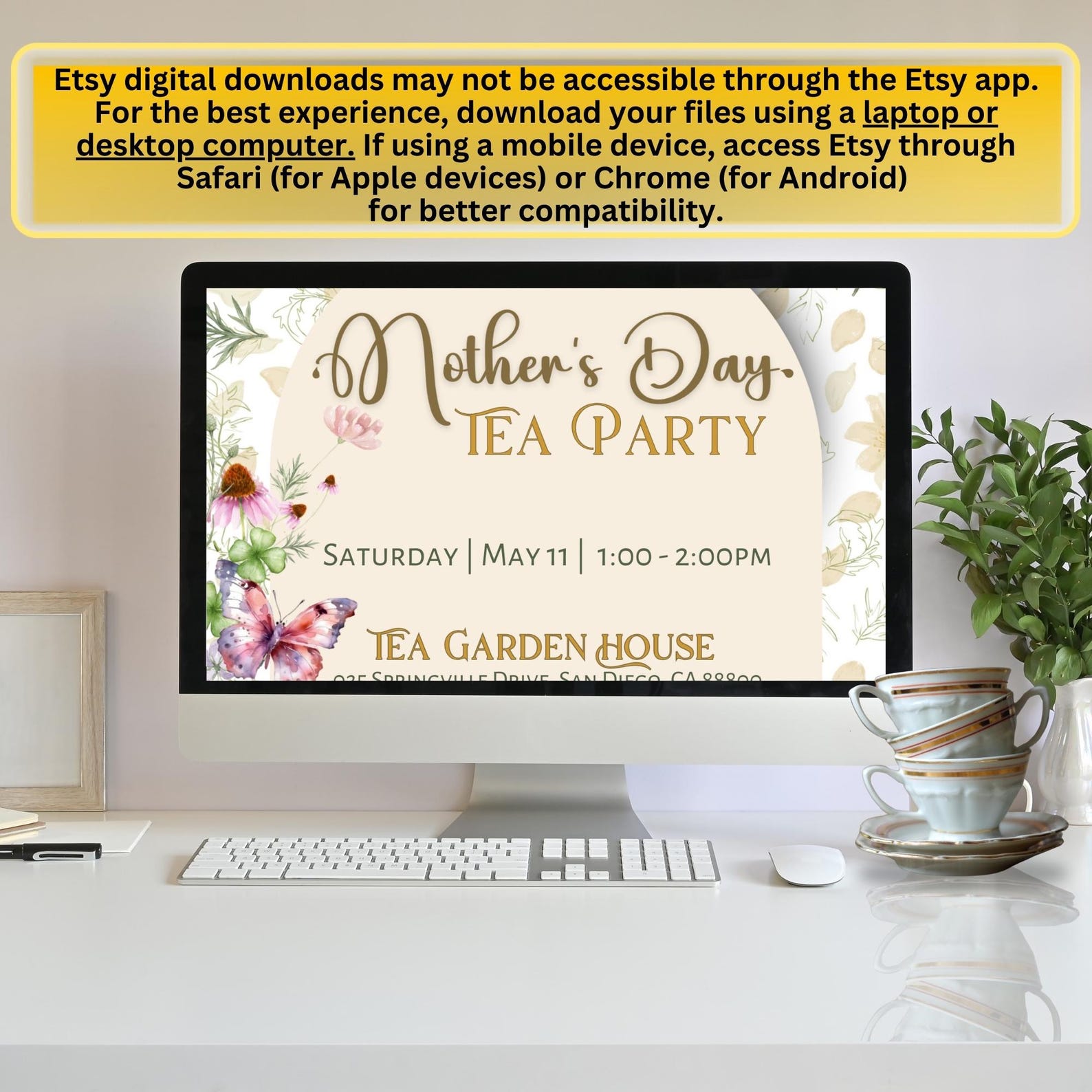 Mother’s Day Tea Party Invitation Template, Floral Tea Party Invites ...