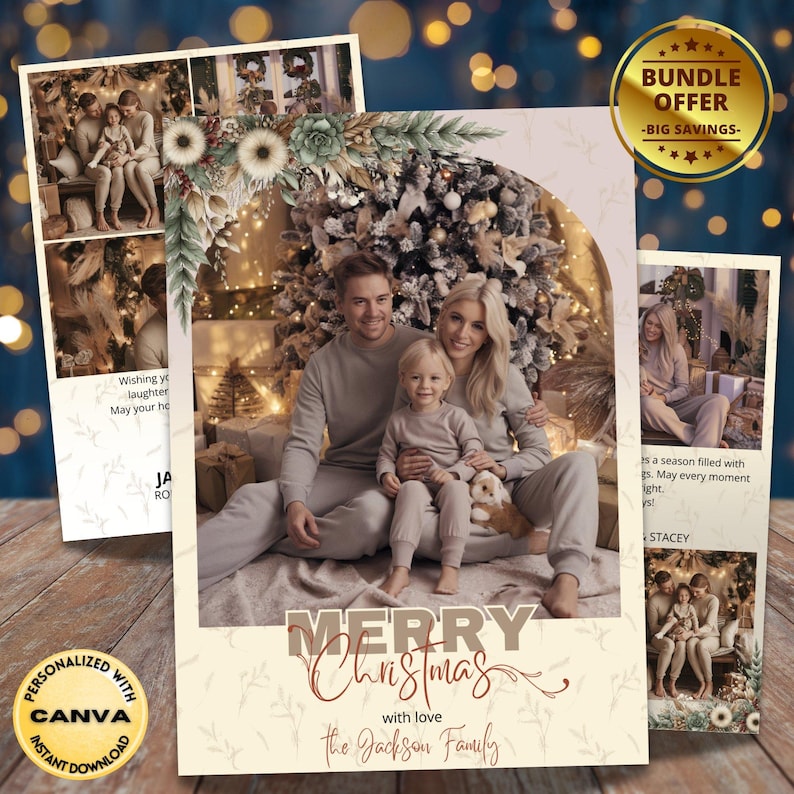Editable Christmas Photo Card Template, Family Photo Christmas Card ...