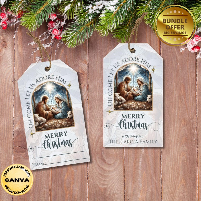 Editable Nativity Christmas Tag Template, Christmas Gift Tags Printable ...