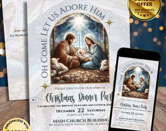 Editable Nativity Scene Christmas Party Invitation Template, LDS ...