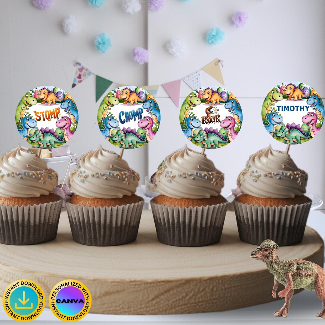 Editable Dinosaur Cupcake Toppers: Birthday Party Decorations ...