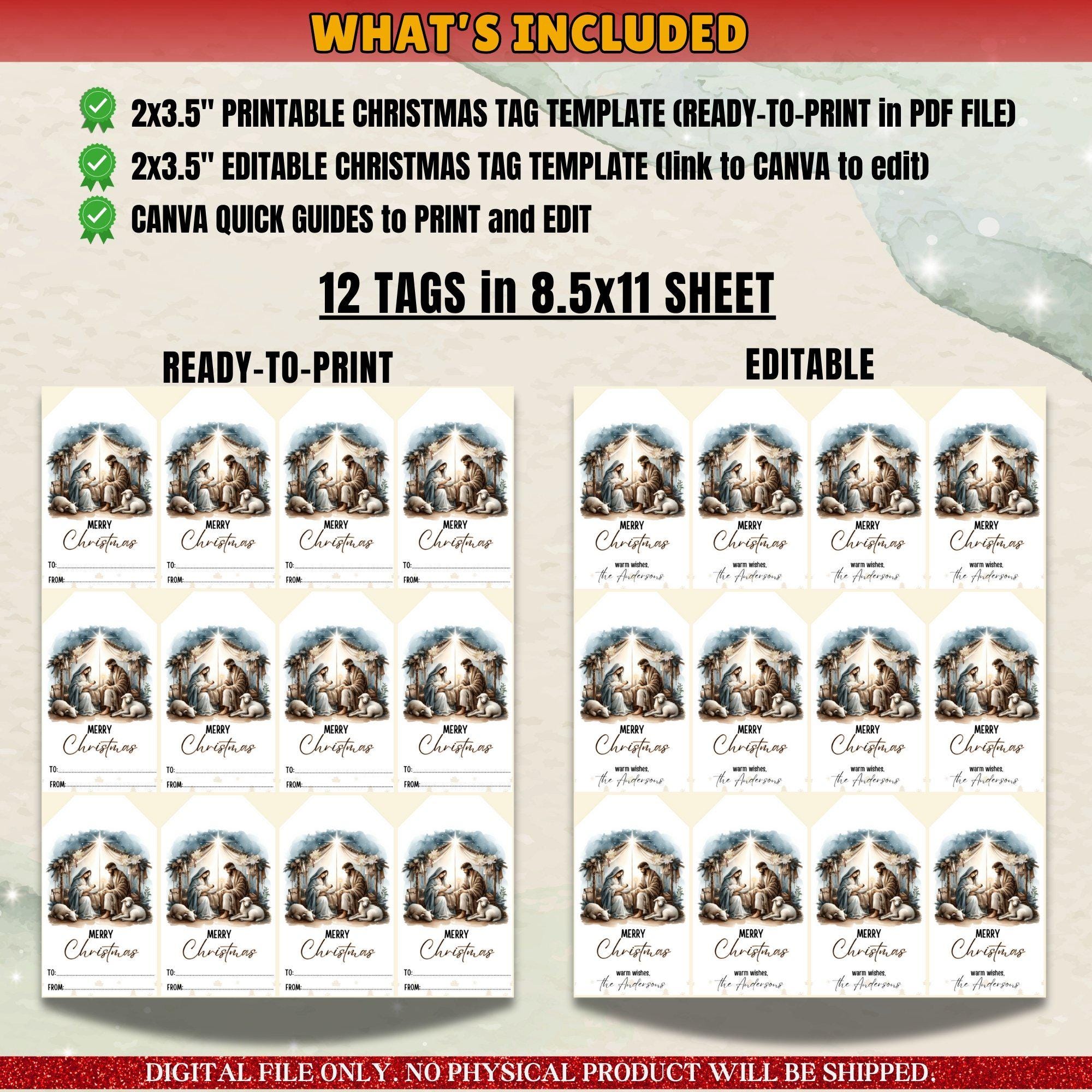 Editable Nativity Christmas Tag, Christian Tags, Christmas Gift Tags ...