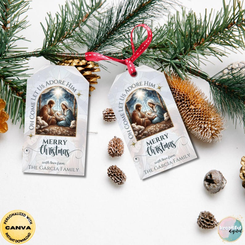 Editable Nativity Christmas Tag Template, Christmas Gift Tags Printable ...