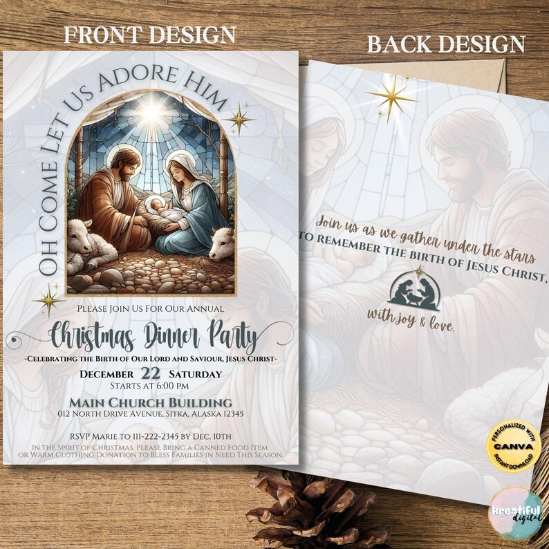 Editable Nativity Scene Christmas Party Invitation Template, LDS ...