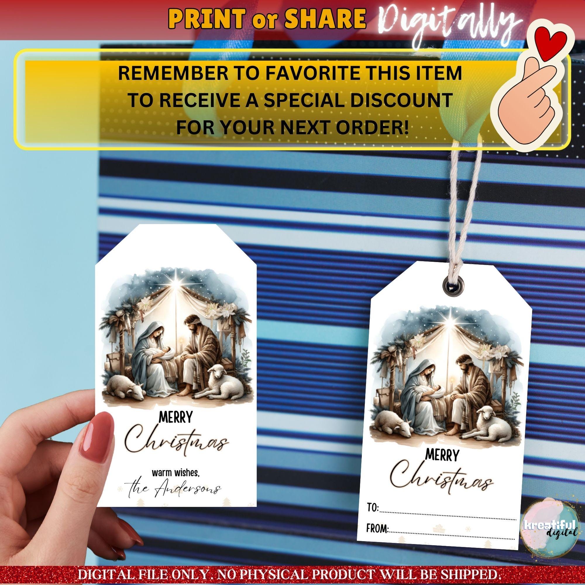 Editable Nativity Christmas Tag, Christian Tags, Christmas Gift Tags ...