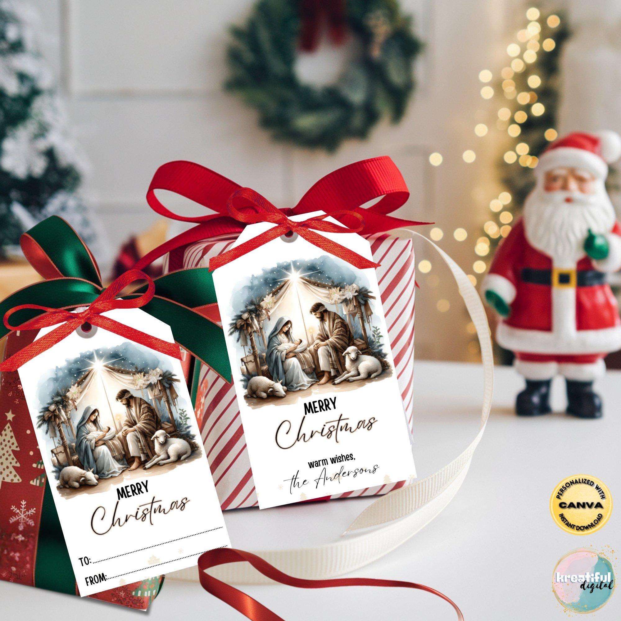 Editable Nativity Christmas Tag, Christian Tags, Christmas Gift Tags ...