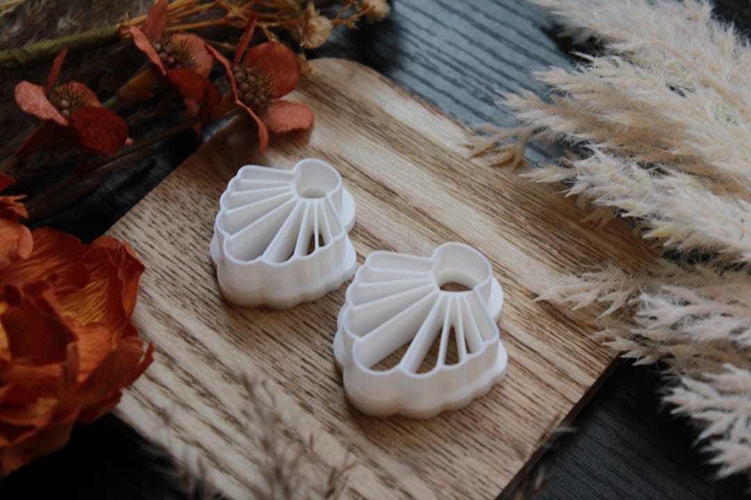 Set of 3 Art Deco Scallop Shell Fan Shape Polymer Clay Cutters, Polymer ...