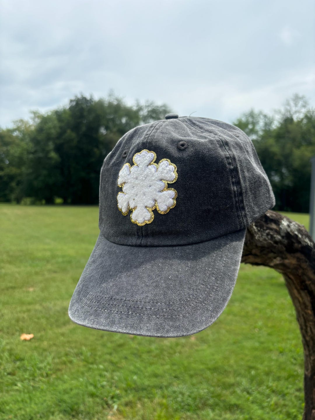 Christmas/winter Snowflake on a Washed Black Baseball Hat - Etsy