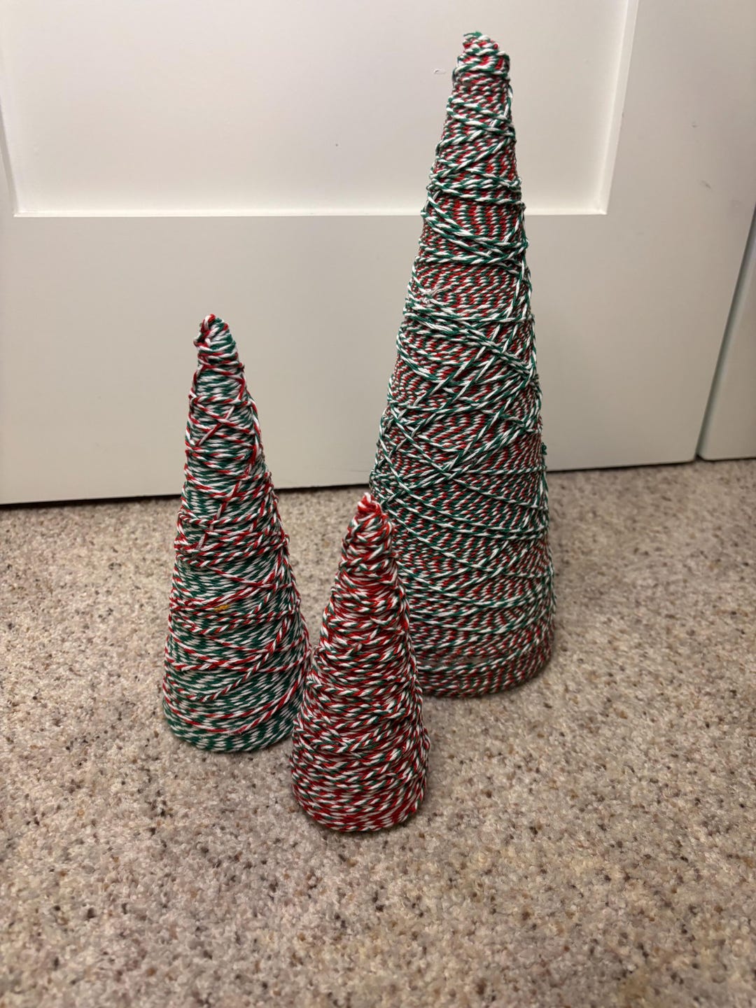 String Cone Trees! Jute, Coral/green, Red/green/white and Gray! - Etsy