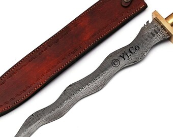Hand Forged, Custom Damascus Steel Sword 30 Inches, Kris Blade, Keri ...