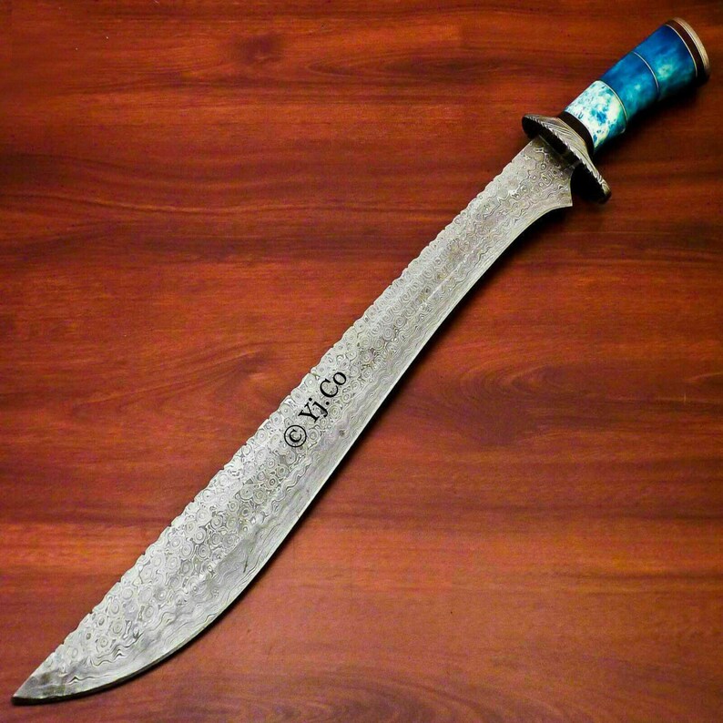 Hand Forged, Custom Damascus Steel Sword 25 Inches, Full Tang, Vikings ...