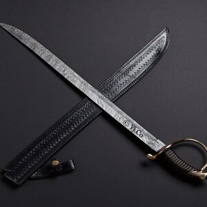 Hand Forged, Custom Damascus Steel Sword 32 Inches, Full Tang, Cutlass ...