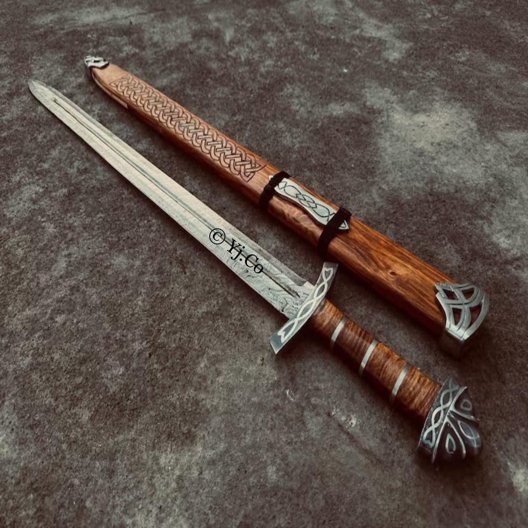 Hand Forged, Custom Damascus Steel Sword 35 Inches, Full Tang, Vikings ...