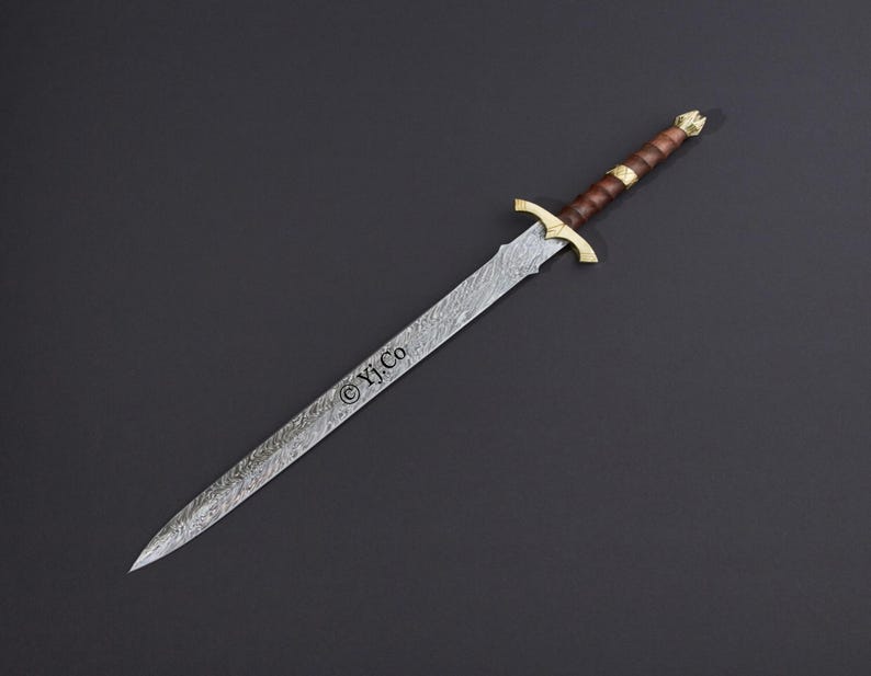 Hand Forged, Custom Damascus Steel Sword 33 Inches, Full Tang, Vikings ...