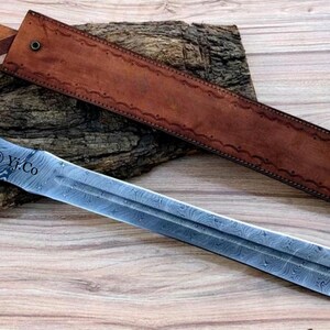 Hand Forged, Custom Damascus Steel Sword 32 Inches, Full Tang, Vikings ...
