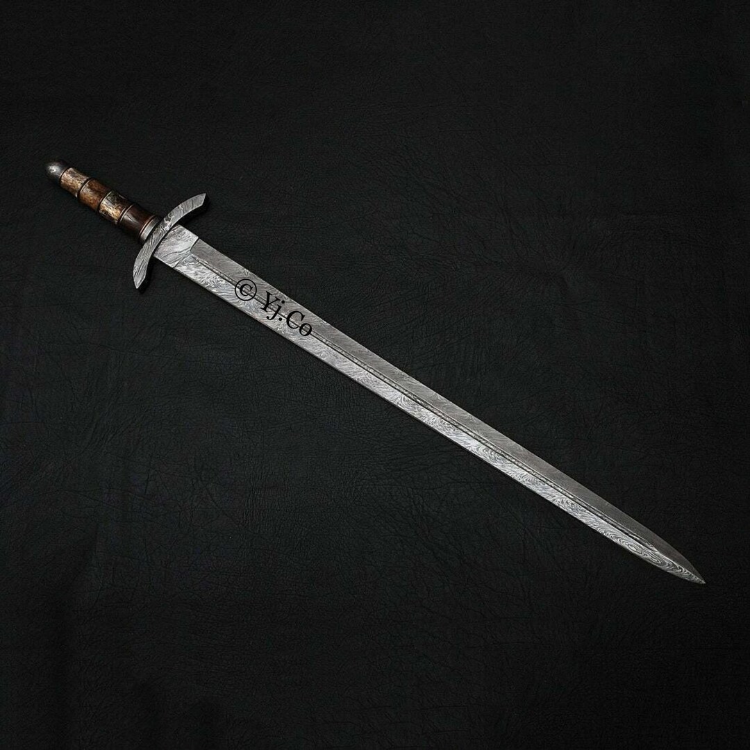 Hand Forged, Custom Damascus Steel Sword 30 Inches, Full Tang, Vikings ...