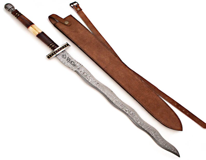 Hand Forged, Custom Damascus Steel Sword 35 Inches, Kris Blade, Keri ...