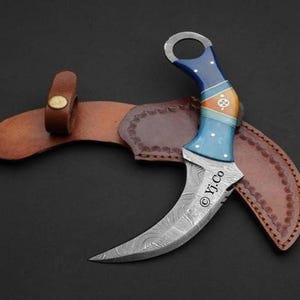 Hand Forged, Custom Damascus Steel Karambit 10 Inches, Full Tang, Knife ...