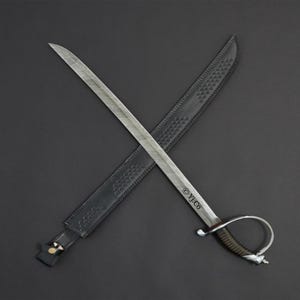 Hand Forged, Custom Damascus Steel Sword 32 Inches, Full Tang, Cutlass ...