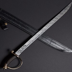 Hand Forged, Custom Damascus Steel Sword 32 Inches, Full Tang, Cutlass ...