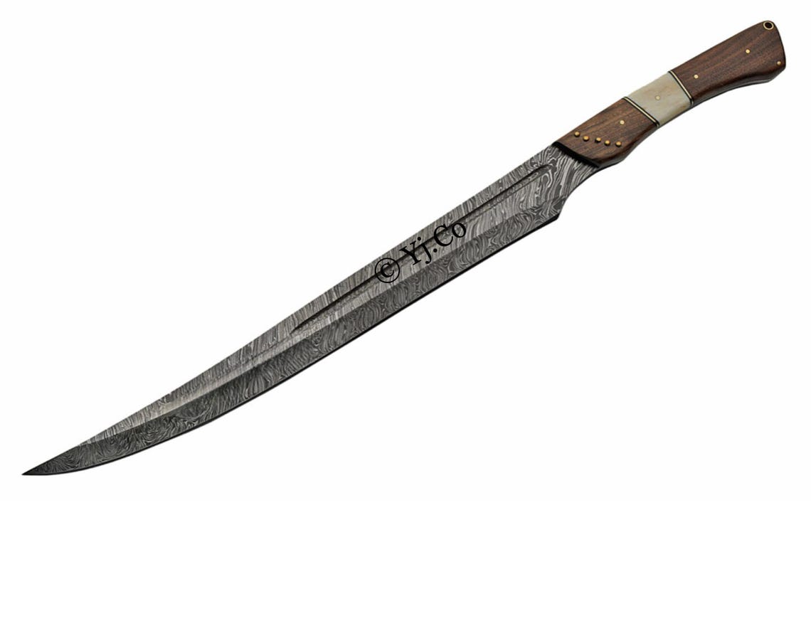 Hand Forged, Custom Damascus Steel Sword 25 Inches, Full Tang, Vikings ...